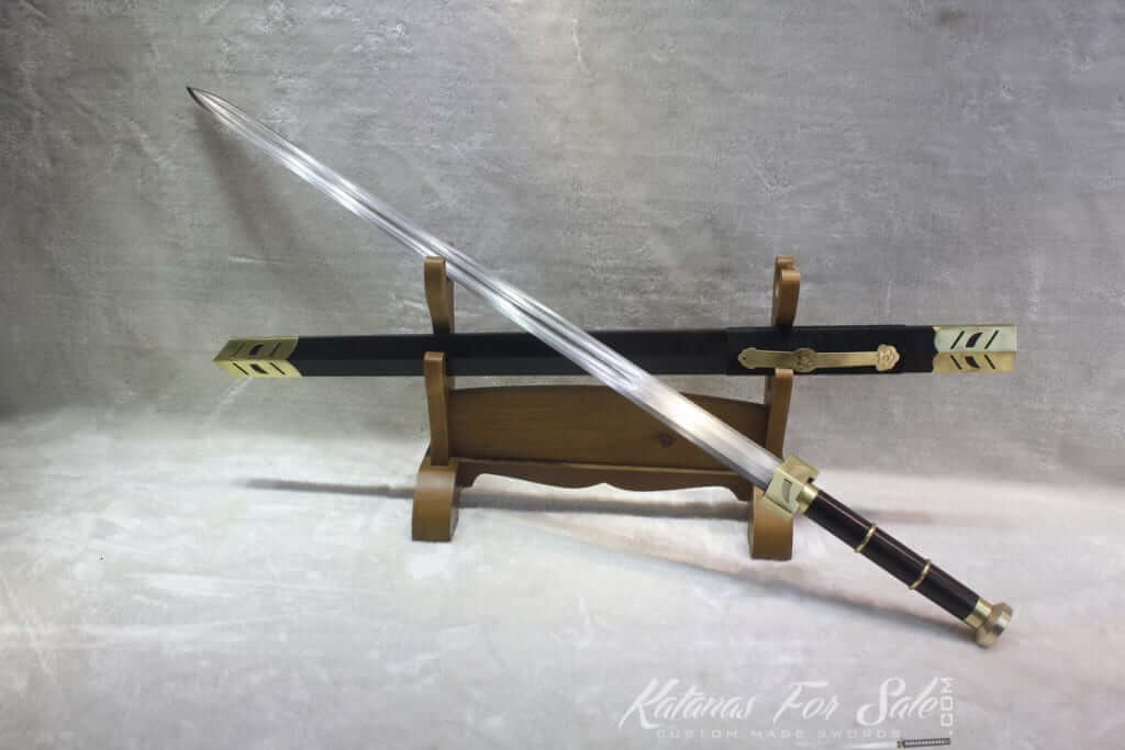 1095 Folded Steel Chinese Jian with Copper Fittings - Katanas For Sale
