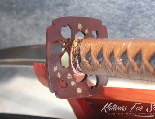 Japanese Flowers Tsuba Hand Forged Folded Steel Samurai Katana Sword ...