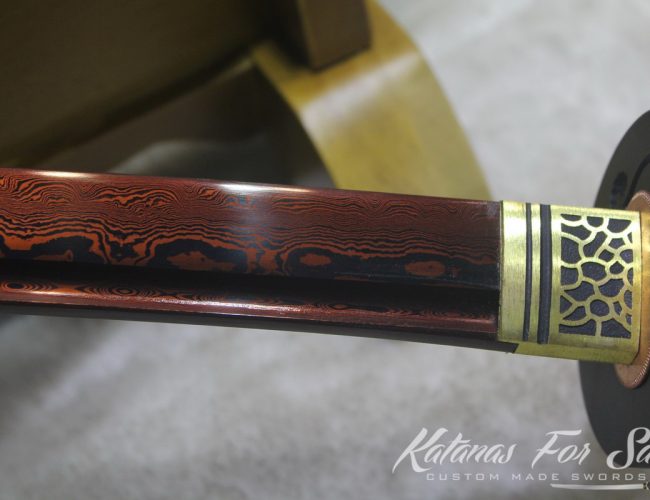 Japanese Red Acid 1095 Folded Steel Katana Samurai Sword - Katanas For Sale
